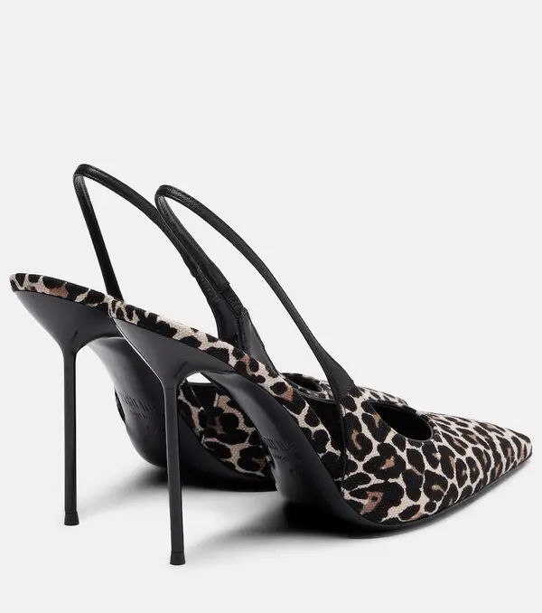 Paris Texas Leopard-print Canvas Slingback Pumps - Brown