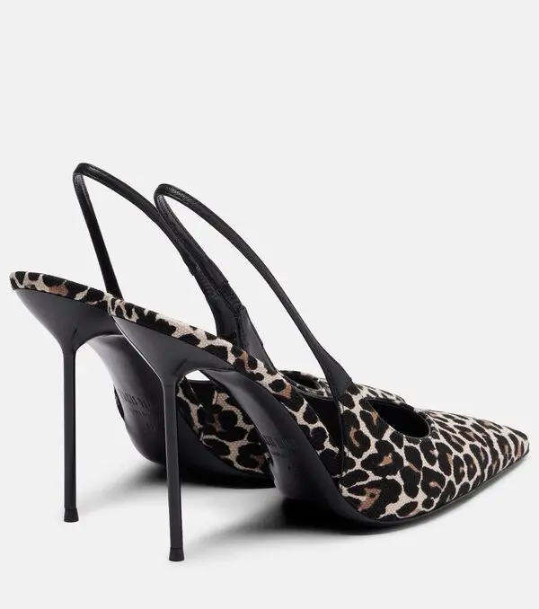 Paris Texas Leopard-print Canvas Slingback Pumps - Brown