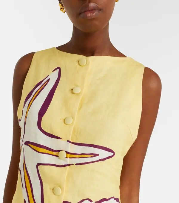 CALA DE LA CRUZ Rhoda Printed Linen Minidress