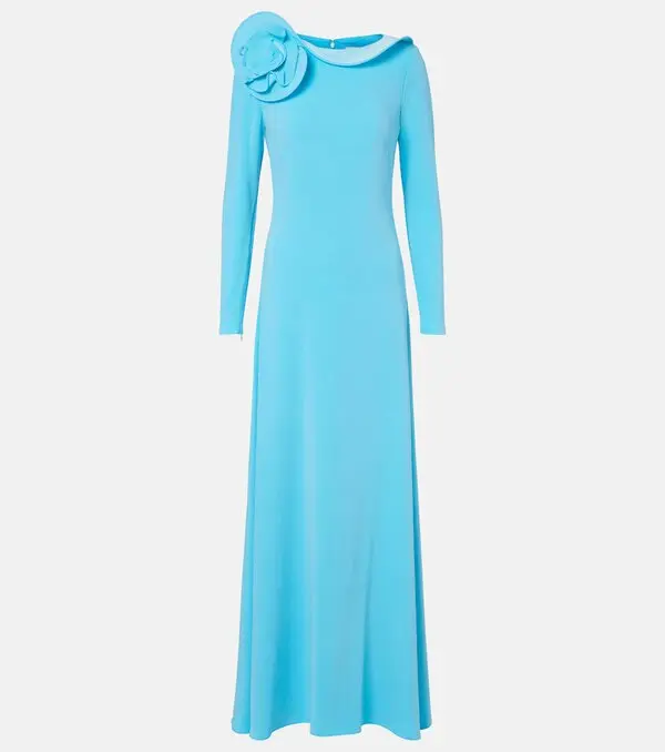 Roland Mouret Gown With Floral Appliqu - Blue