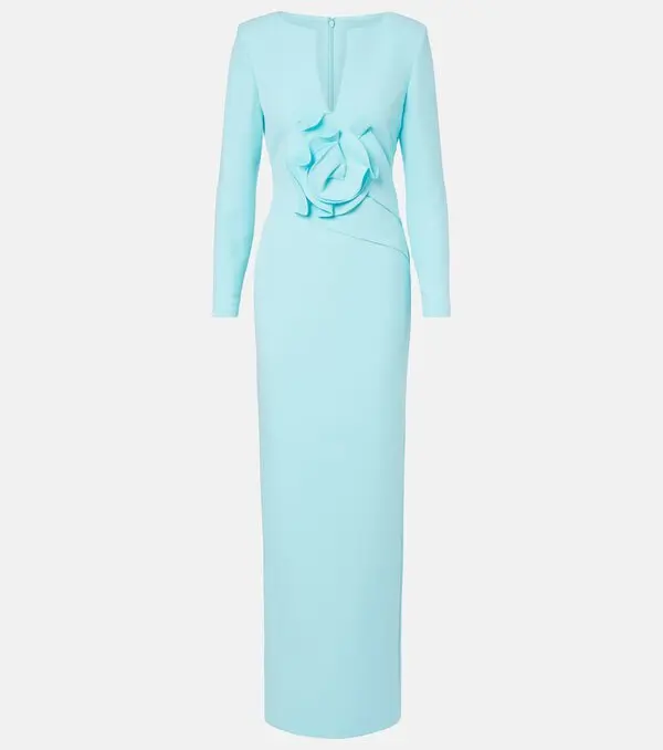 Roland Mouret Floral Applique Crepe Gown - Blue