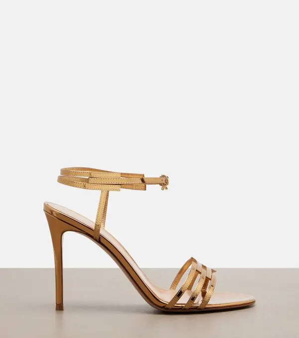 GIANVITO ROSSI Metallic Leather Slingback Sandals
