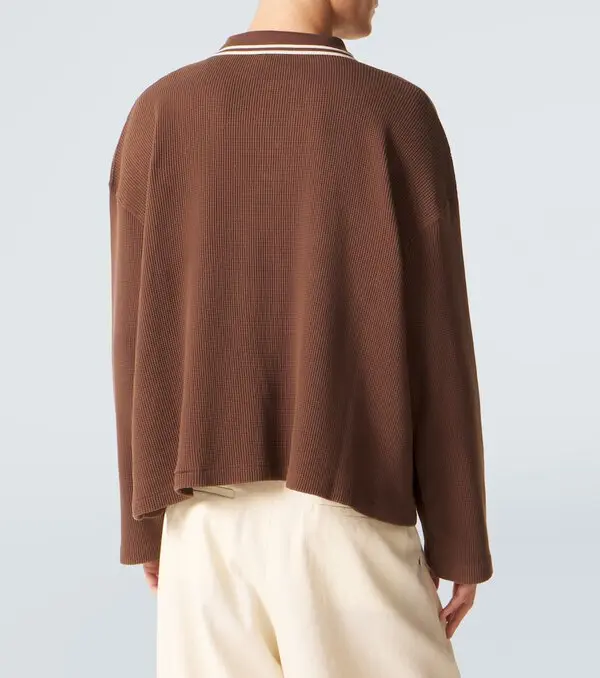 BODE Geneva Waffle-knit Cotton Polo Sweater - Brown