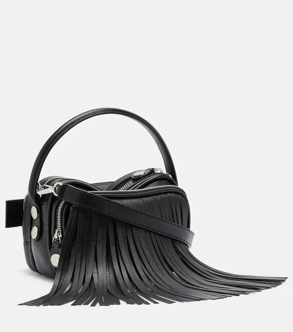 Acne Studios Leather Shoulder Bag With Fringe Detail