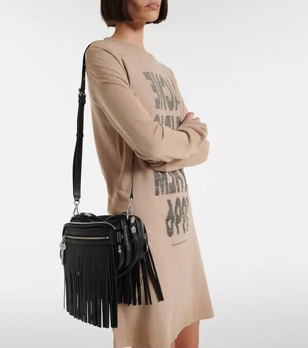 Acne Studios Leather Shoulder Bag With Fringe Detail