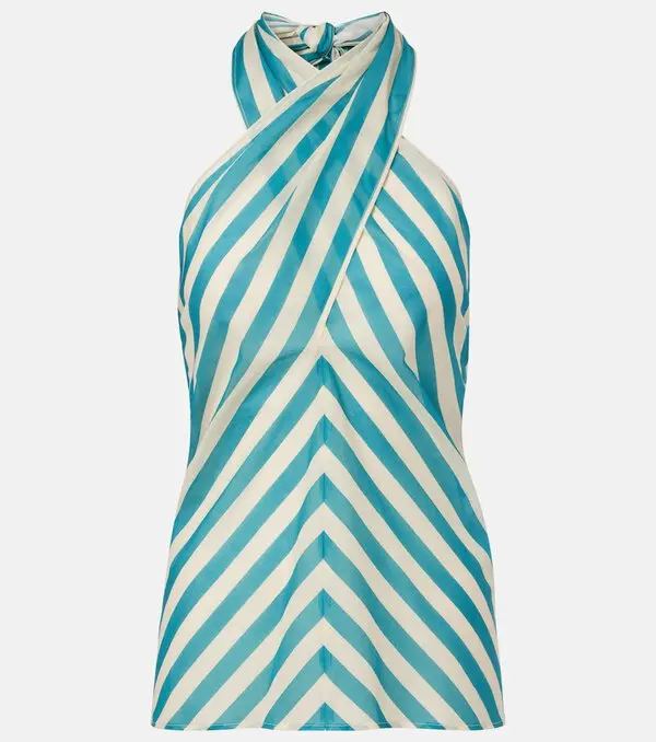 ERES Alter Ego Striped Cotton Voile Top - Blue