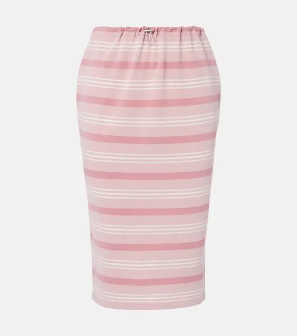 Prada Striped Cotton Pencil Skirt - Pink