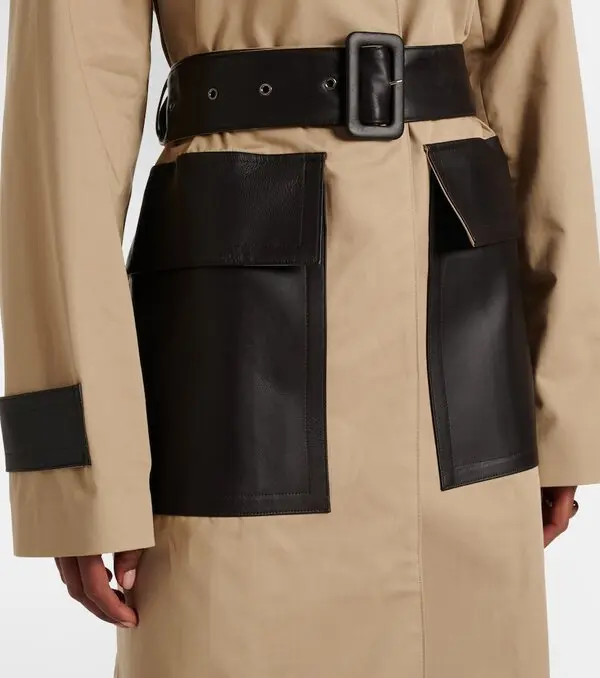 JOSEPH Zaman Leather-trimmed Cotton Trench Coat