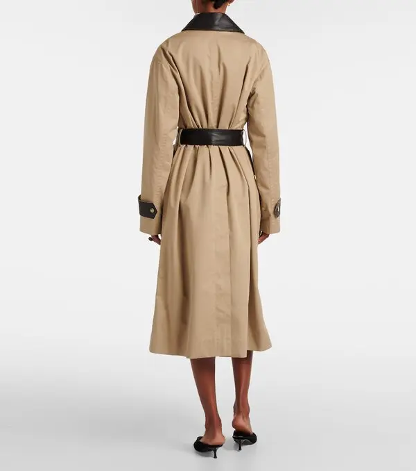 JOSEPH Zaman Leather-trimmed Cotton Trench Coat