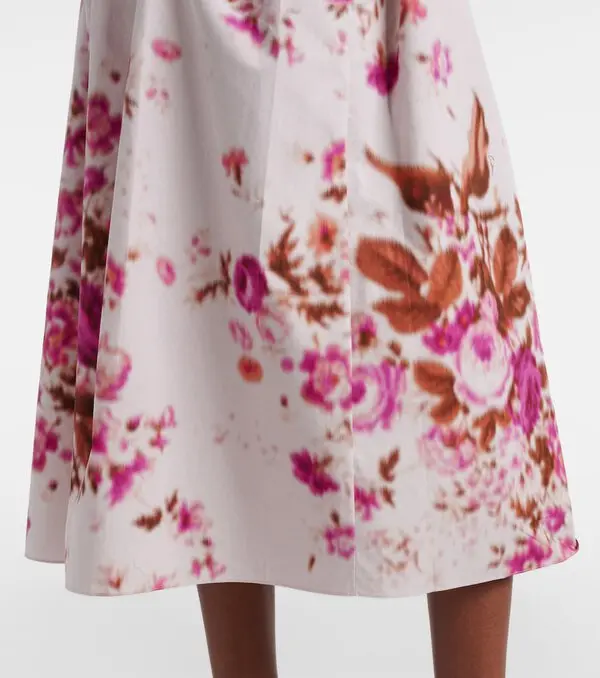 Erdem Floral Cotton Poplin Midi Skirt
