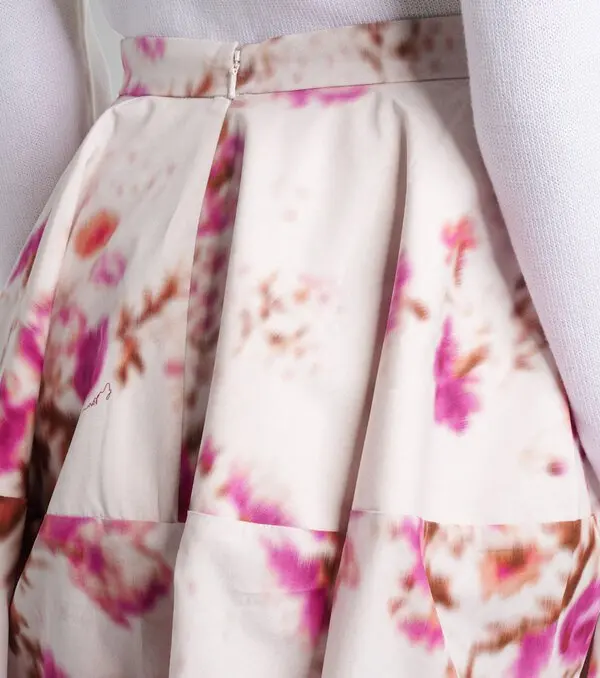 Erdem Floral Cotton Poplin Midi Skirt