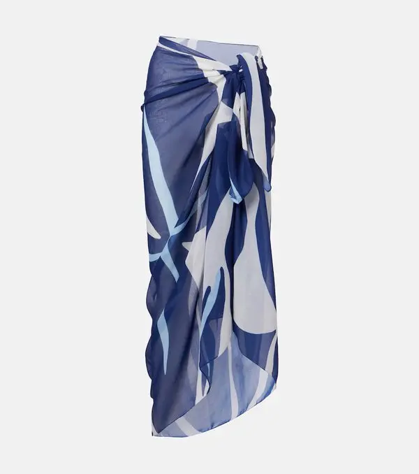 CALA DE LA CRUZ Luana Printed Beach Cover-up - Blue