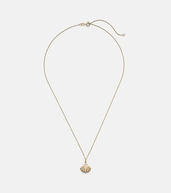 STONE AND STRAND 14kt Yellow Diamond Scallop Shell Necklace - Gold