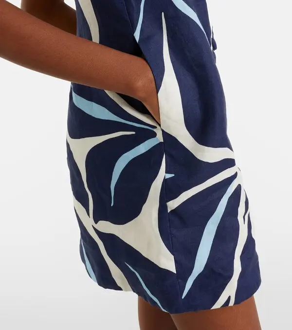 CALA DE LA CRUZ Rhoda Printed Linen Mini Dress