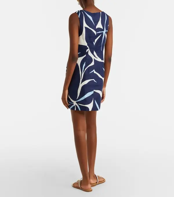 CALA DE LA CRUZ Rhoda Printed Linen Mini Dress