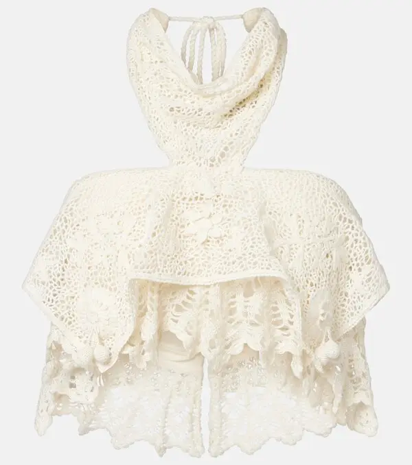 Isabel Marant Étoile Dunvel Crochet Halterneck Crop Top - White