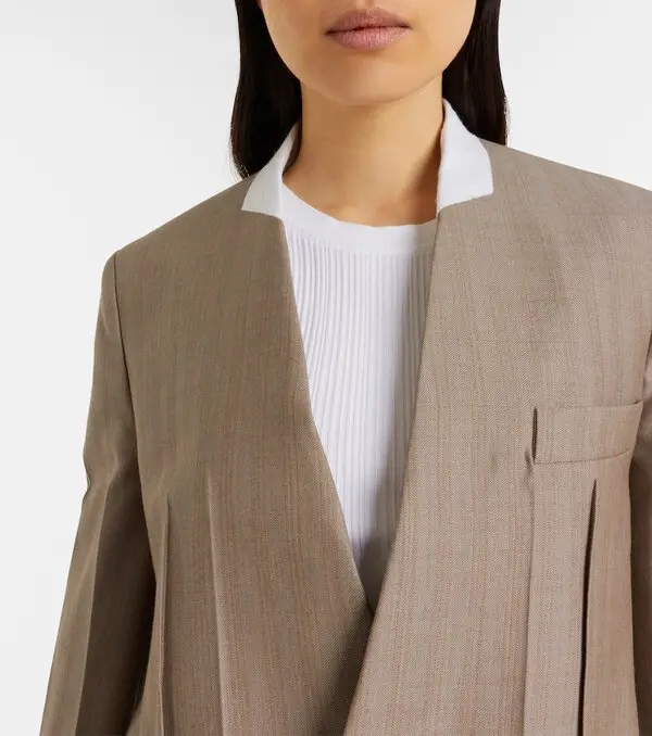 Victoria Beckham Herringbone Virgin Wool Blazer - Grey