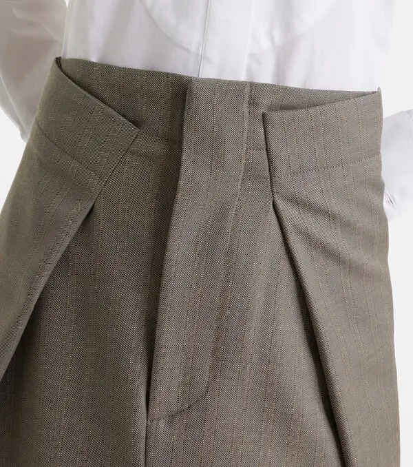 Victoria Beckham Asymmetric Midi Skirt In Virgin Wool - Grey