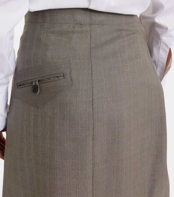 Victoria Beckham Asymmetric Midi Skirt In Virgin Wool - Grey