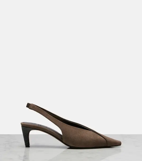 Brunello Cucinelli Suede Slingback Pumps