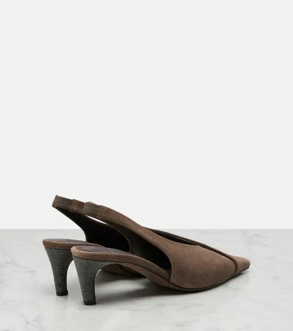 Brunello Cucinelli Suede Slingback Pumps