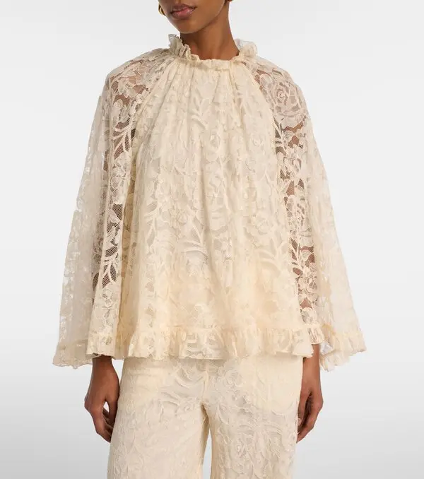 Zimmermann Carousel Ruffled Lace Blouse