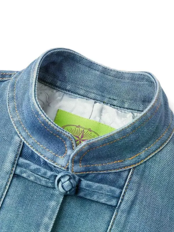 Shanghai Tang Denim Mandarin Collar Jacket