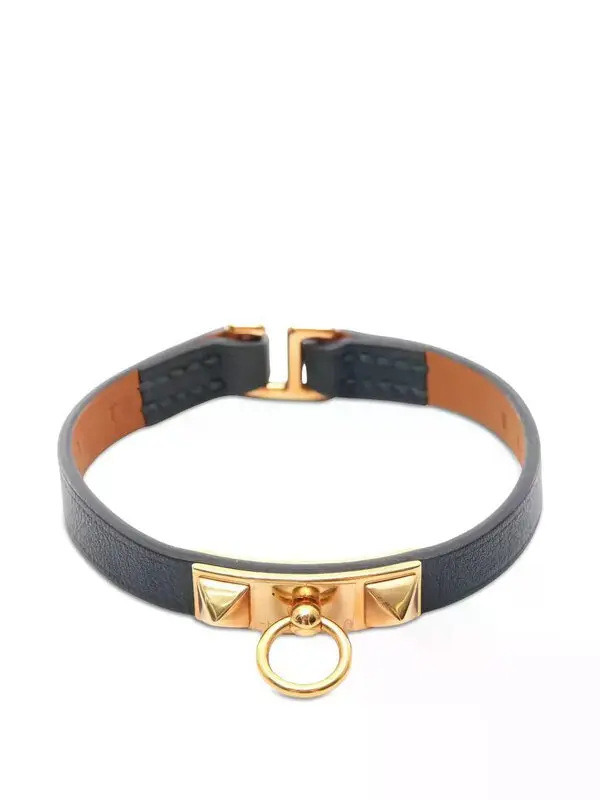 Hermès Mini Rivale Leather Bracelet With -tone Hardware - Gold