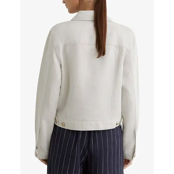 REISS Carmen Lyocell And Linen Trucker Jacket