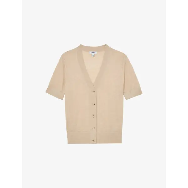 REISS Knitted V-neck Cardigan - Neutral