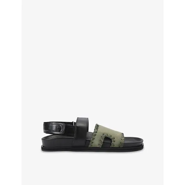 Kurt Geiger Baker Flat Leather Sandals - Blk/green
