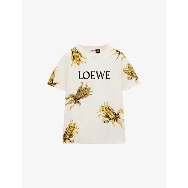 Loewe X Paula's Ibiza Rhinestone-embellished Graphic Cotton-jersey T-shirt - Ecru