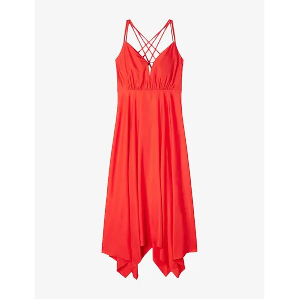Sandro Asymmetric V-neck Woven Maxi Dress