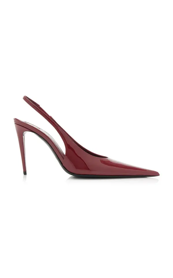Saint Laurent Guermantes Patent Leather Slingback Pumps - Red