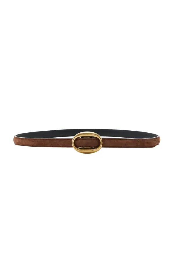 Saint Laurent Thin Suede Belt - Brown