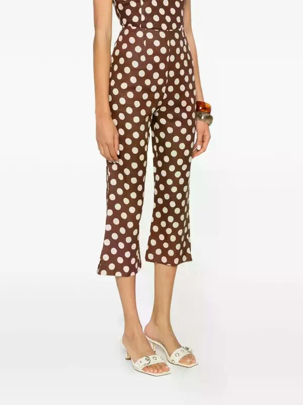 Faithfull The Brand Valeria Polka-dot Cropped Trousers - Brown