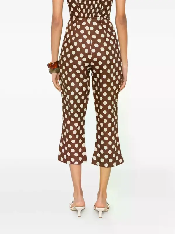 Faithfull The Brand Valeria Polka-dot Cropped Trousers - Brown