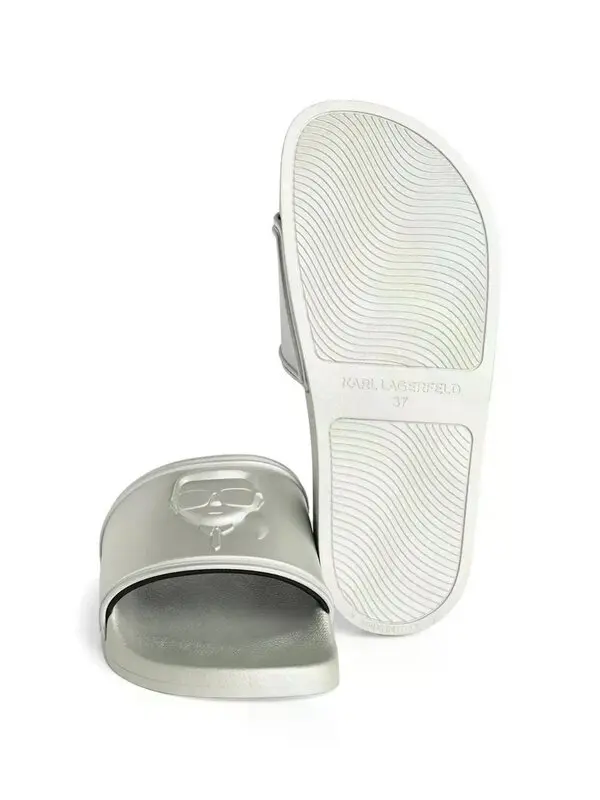 Karl Lagerfeld Kondo 2.0 Metallic Slides - Silver
