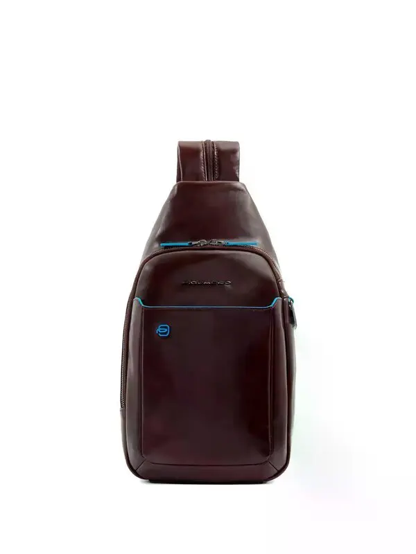 PIQUADRO Logo Plaque Leather Backpack - Brown