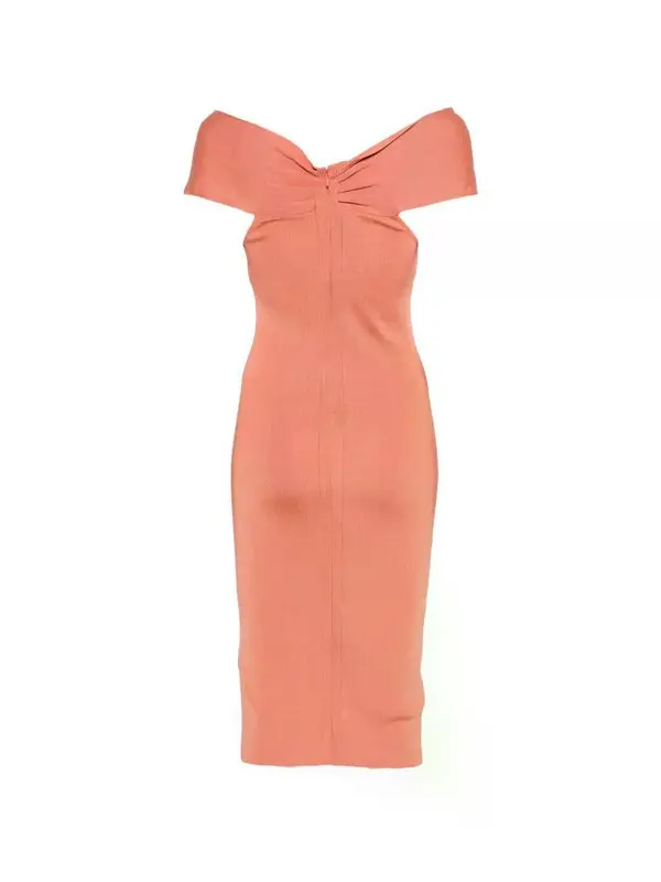 Elisabetta Franchi Off-the-shoulder Pleated Dress - Orange