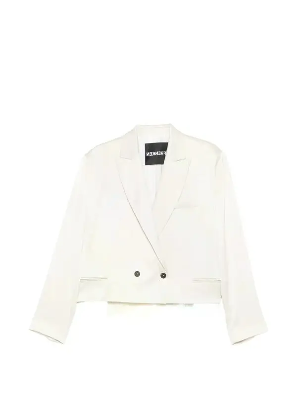 FRENKEN Double-breasted Blazer With Fringe Detail - Neutrals