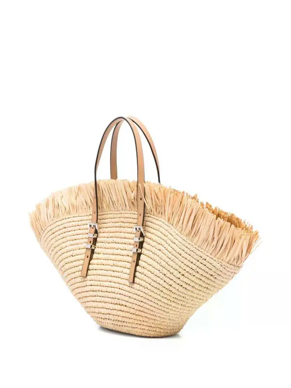 Michael Kors Isa Fringed Woven Beach Bag