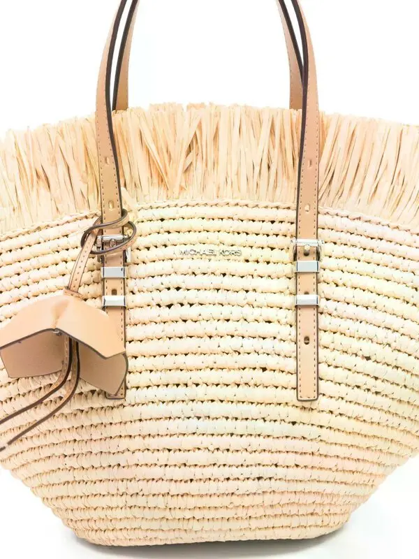 Michael Kors Isa Fringed Woven Beach Bag