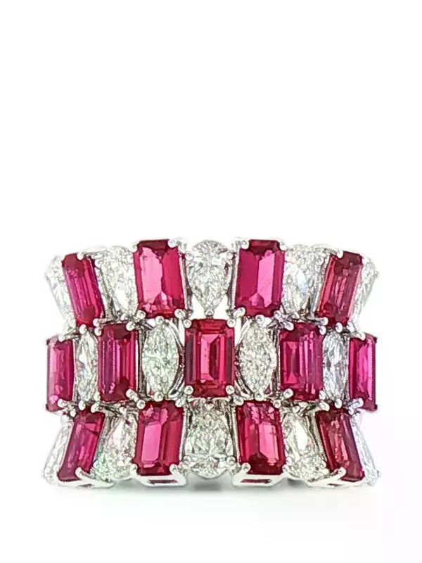 HYT JEWELRY Ruby And Diamond Ring In 18k White Gold