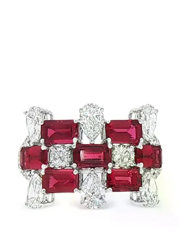 HYT JEWELRY Ruby And Diamond Ring In 18k White Gold - Silver