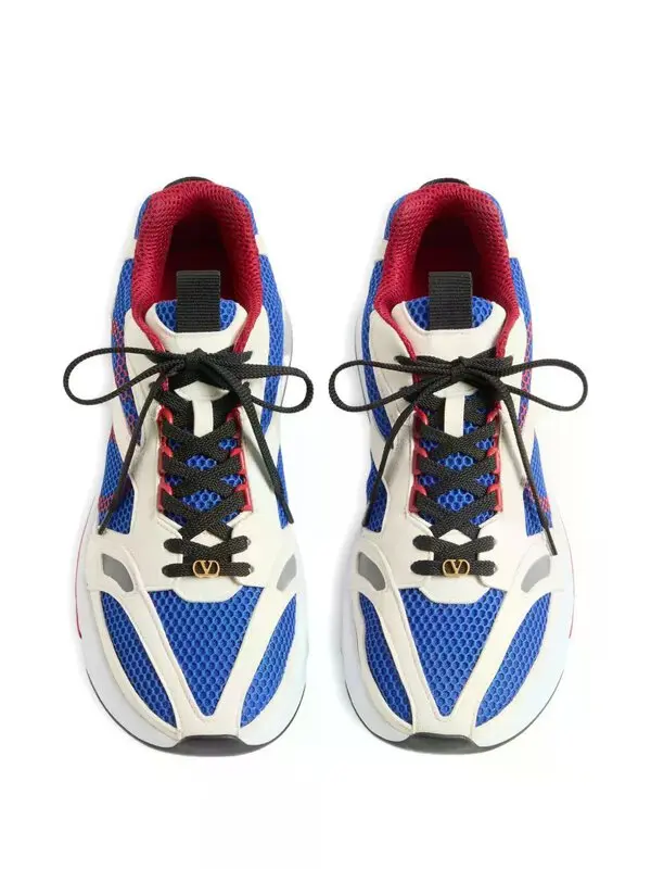 Valentino Garavani Demivee Trainers In Mesh And Suede - Blue
