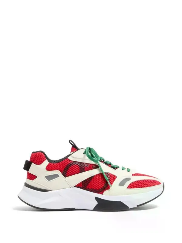 Valentino Garavani Demivee Sneakers In Mesh And Suede - Red