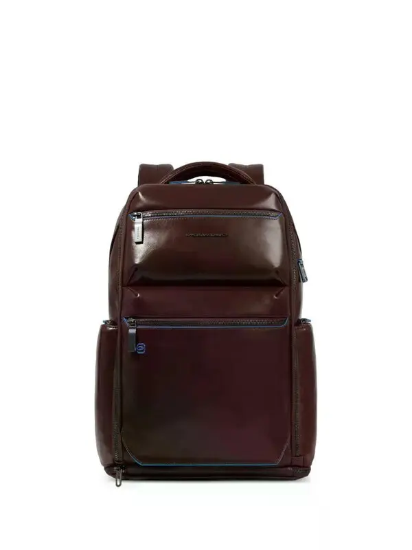 PIQUADRO Multi-pocket Leather Laptop Backpack - Brown