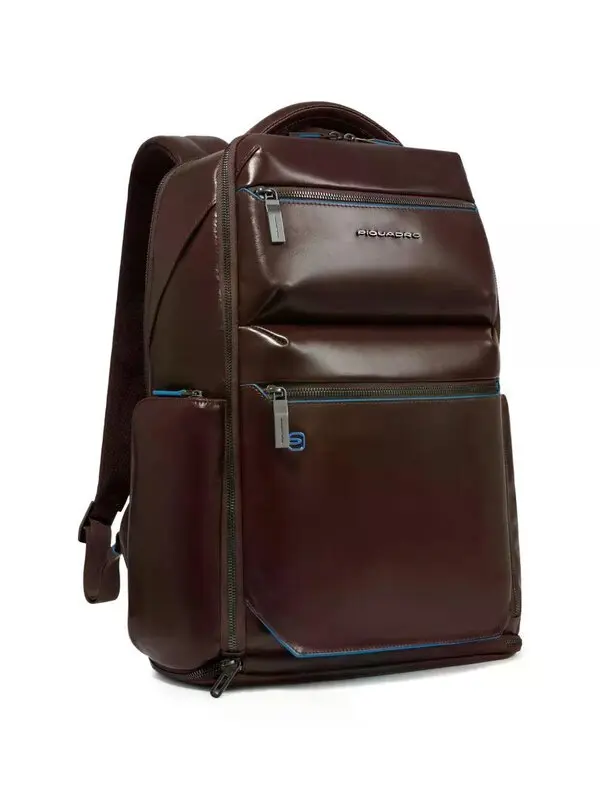 PIQUADRO Multi-pocket Leather Laptop Backpack