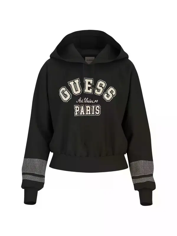 Guess Logo Print Hoodie - Black